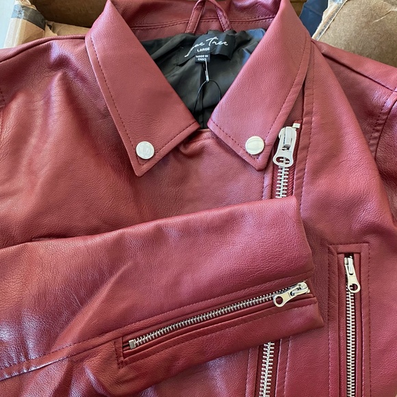 Love Tree | Jackets & Coats | Rain On Me Red Vegan Leather Jacket ...